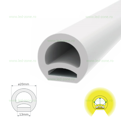 Profil Flexibil Aplicat Silicon Mat D-20mm - LED Zone - Magazin Online